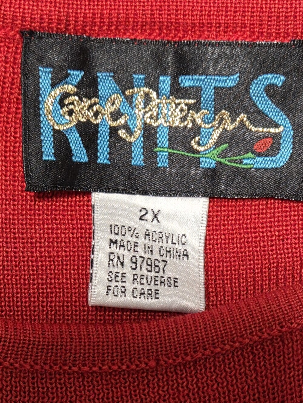 Vintage | Dresses | Vintage 99s Carol Patterson Knits Red Long Sleeve ...
